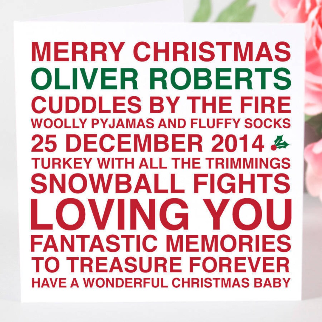 Personalised Typography Christmas Card - Etsy UK