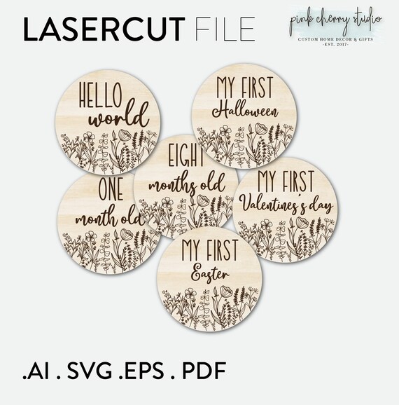 Wildflower Floral Milestone SVG / Laser Cutting / Glowforge / - Etsy