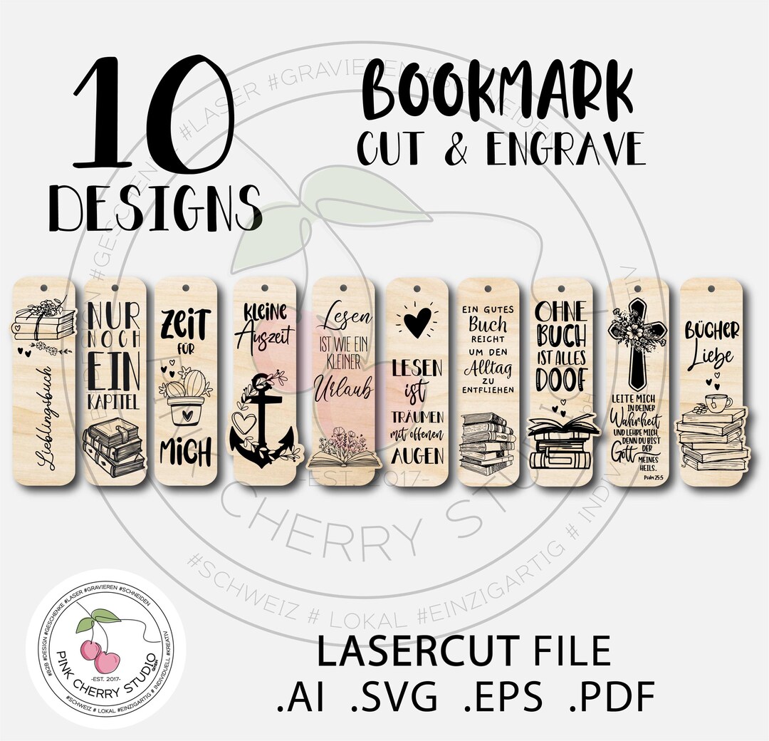 10 Designs of Bookmark Bundle Lesezeichen Laser Ready SVG / Digital ...