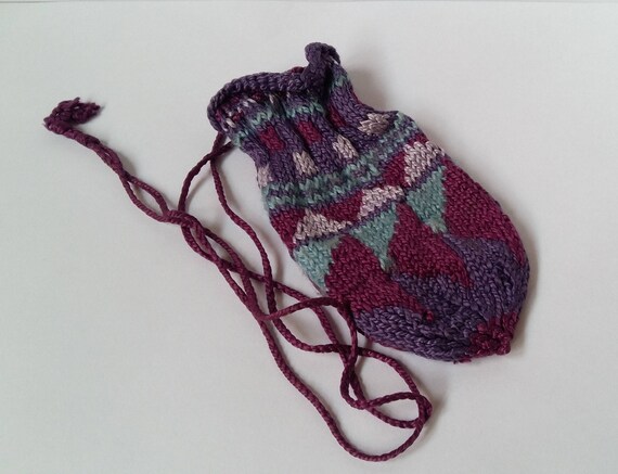 Antique Victorian Knitted Coin Purse or Reticule, Pur… - Gem