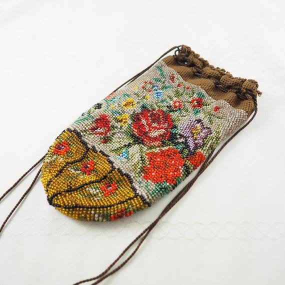Antique Victorian Beaded Reticule with Roses, Forget … - Gem