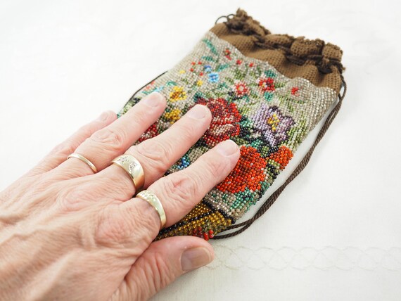 Antique Victorian Beaded Reticule with Roses, Forget … - Gem