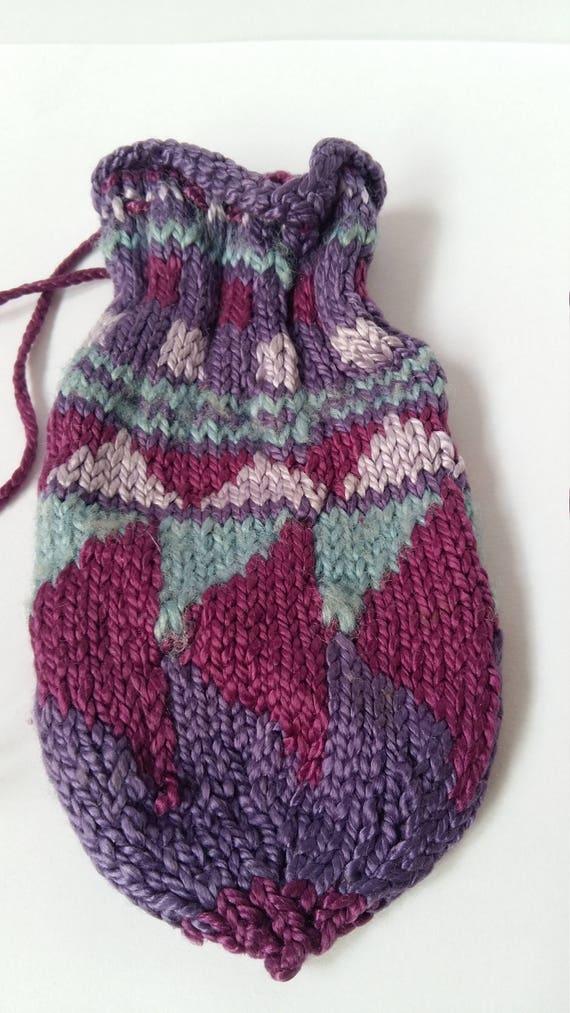 Antique Victorian Knitted Coin Purse or Reticule, Pur… - Gem