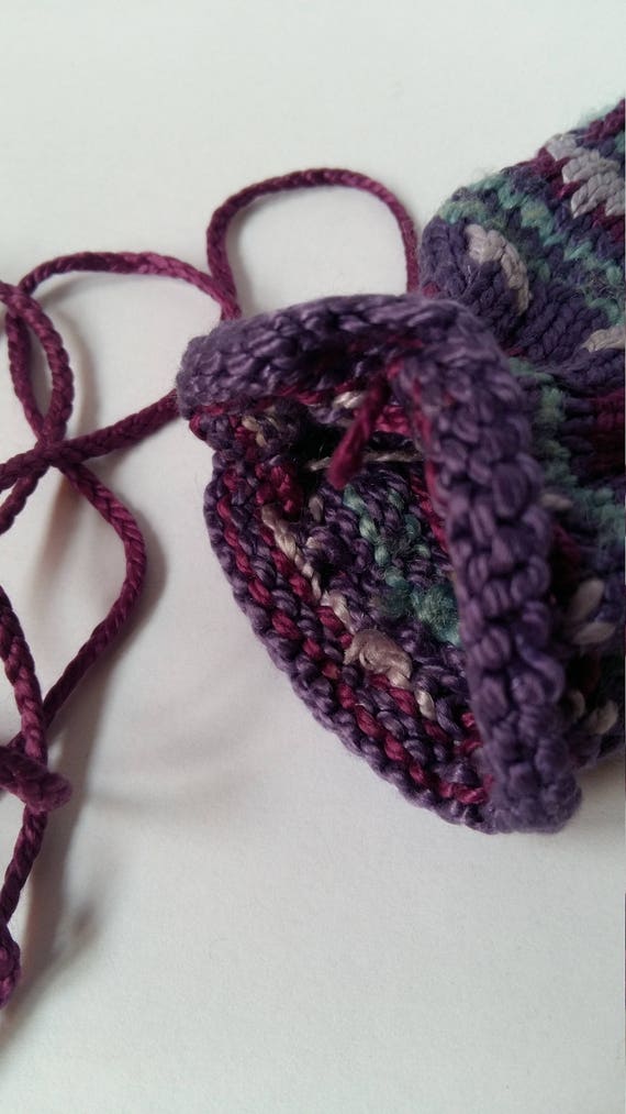 Antique Victorian Knitted Coin Purse or Reticule, Pur… - Gem