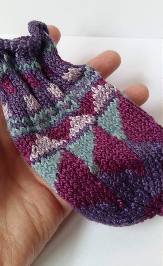 Antique Victorian Knitted Coin Purse or Reticule, Pur… - Gem