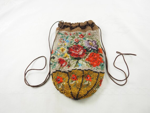 Antique Victorian Beaded Reticule with Roses, Forget … - Gem