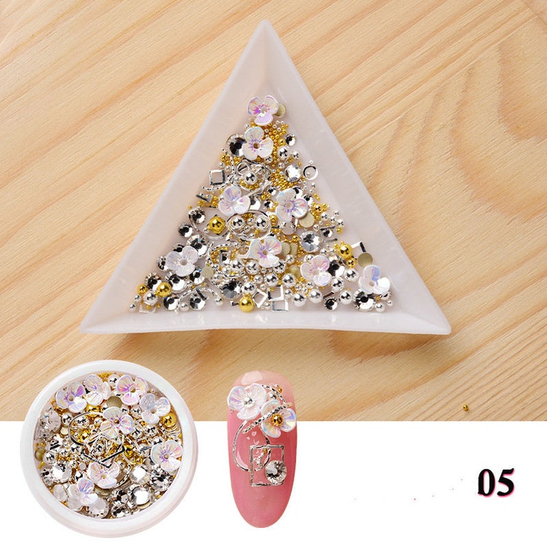 Mixed Rivet Glitter Nail Studs Metal Decorationflowers Nail - Etsy