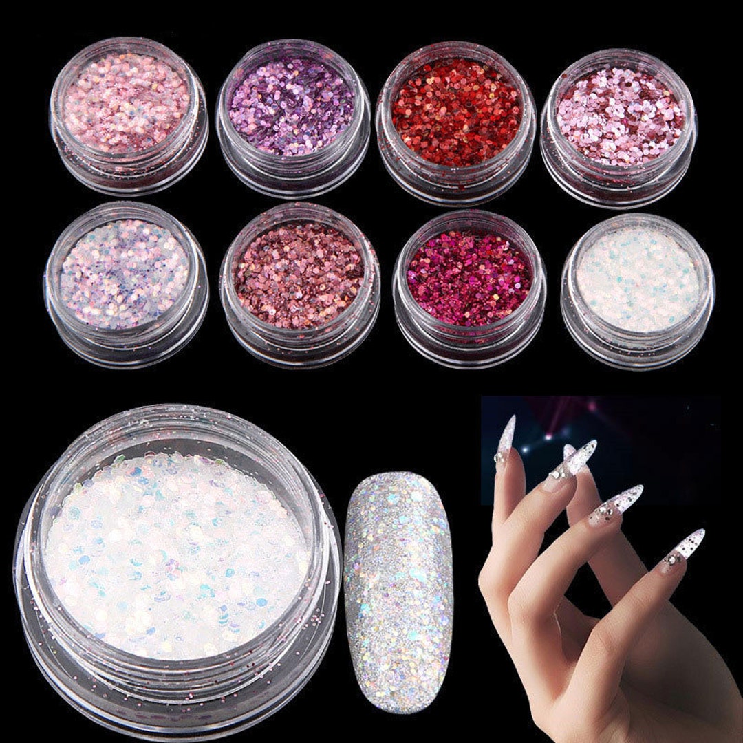 Set of Flash Powder,small Sequins, Shimmer Glitter,nail Art Powder Dust ...