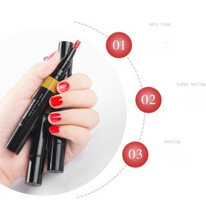 24 Colors One Step Gel Nail Varnish Pen Glitter 3 in 1 Nail Art Color ...