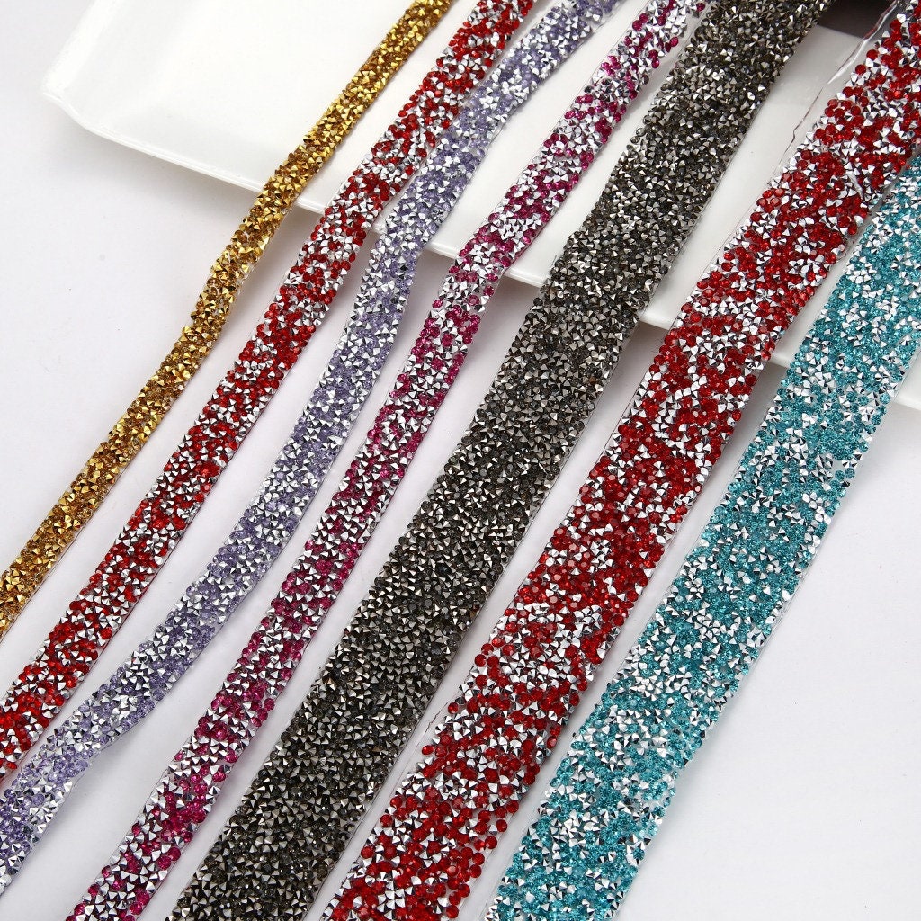1 Yard 1-3cm Iron-on Rhinestone Ribbon16 Color Diy Deco Bling - Etsy ...