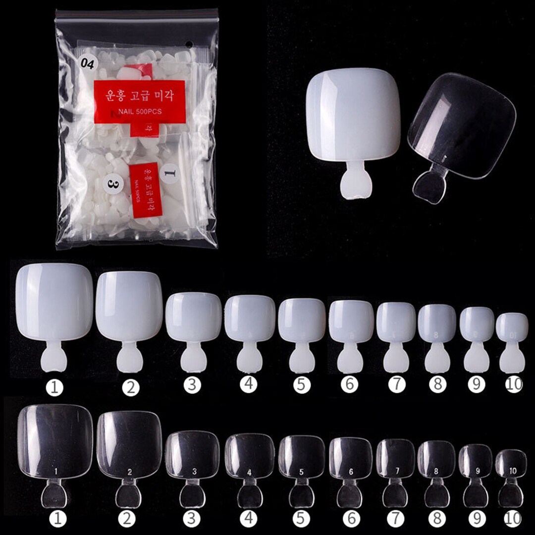 500 Pcs False Fake Artificial Toe Nails Tips French Foot Tips Acrylic ...