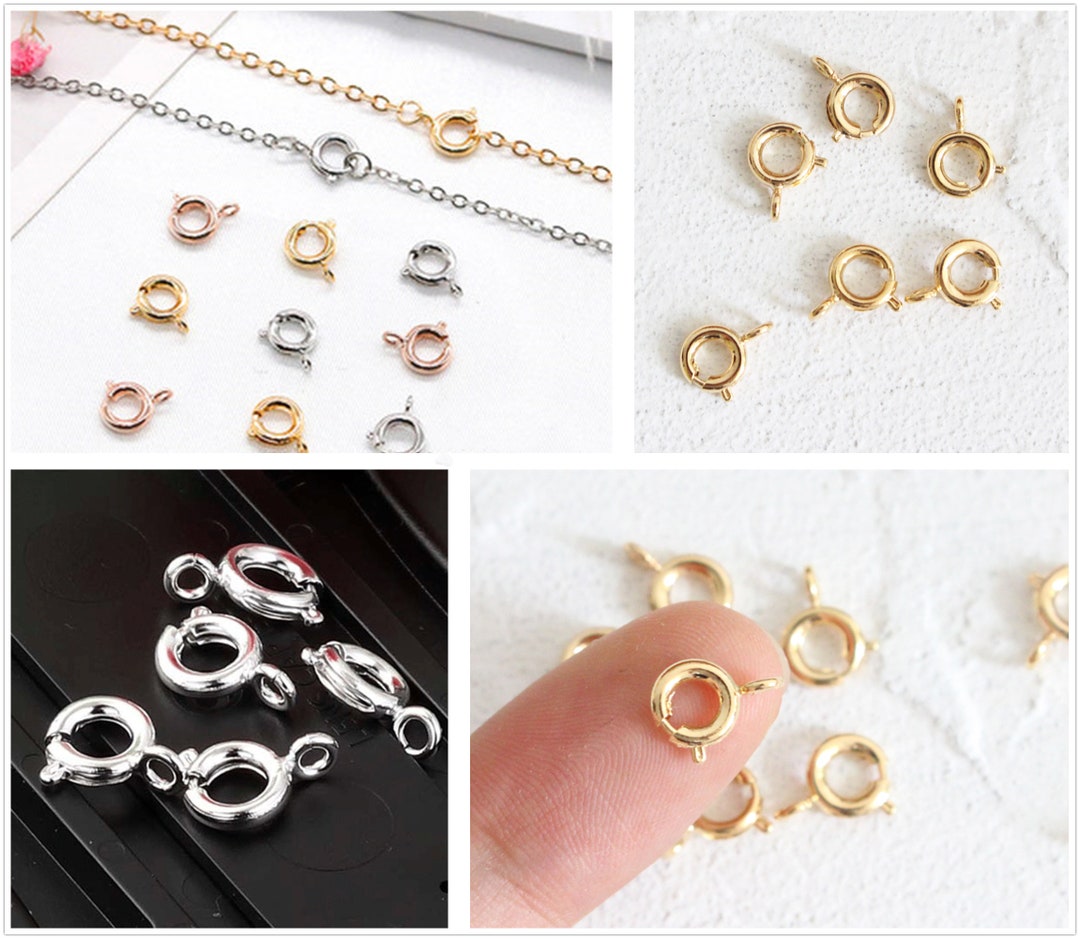 50 Pcs/100 Pcs Brass Spring Ring Clasp for Jewelry Making Necklace ...