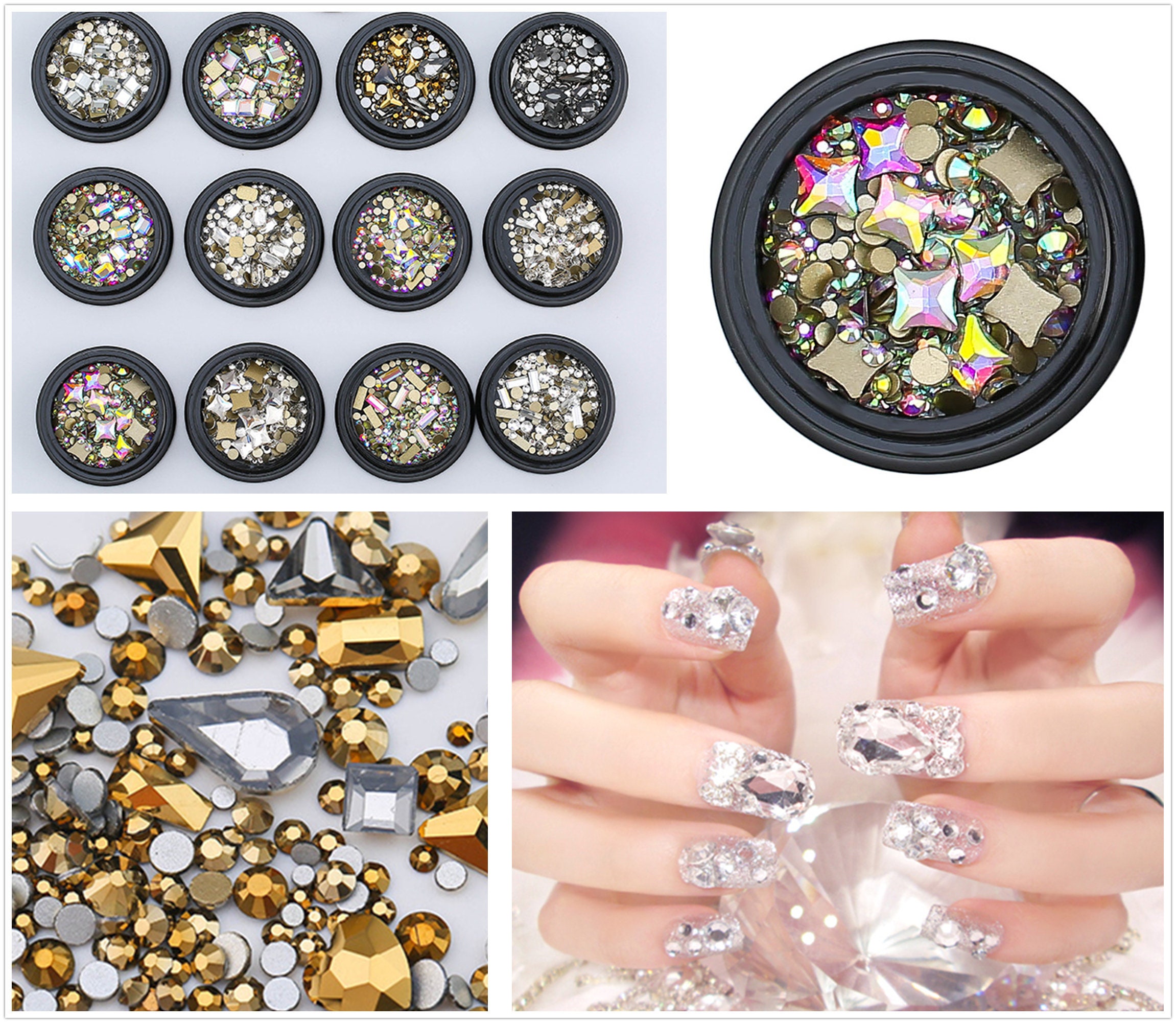 Mixed Resin Faceted Rhinestonesdiy Deco Blingglass Crystal - Etsy