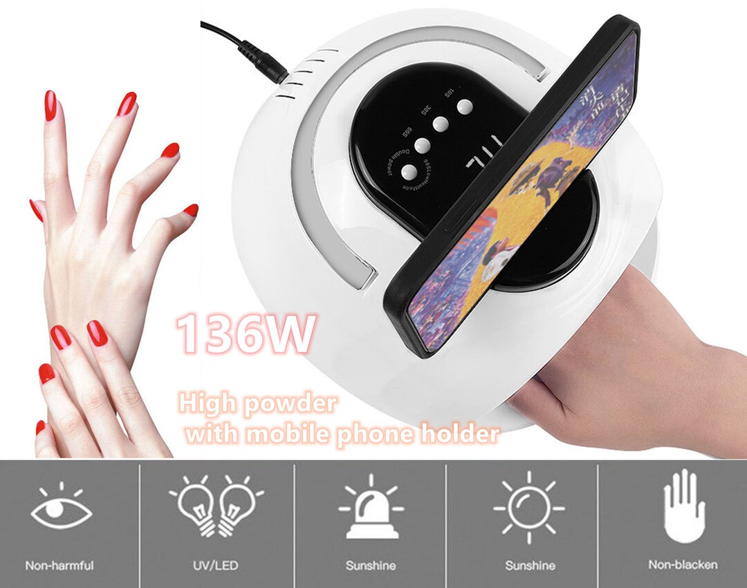 168W UV Nail Dryer With Mobile Phone Holderled Nail Drying - Etsy