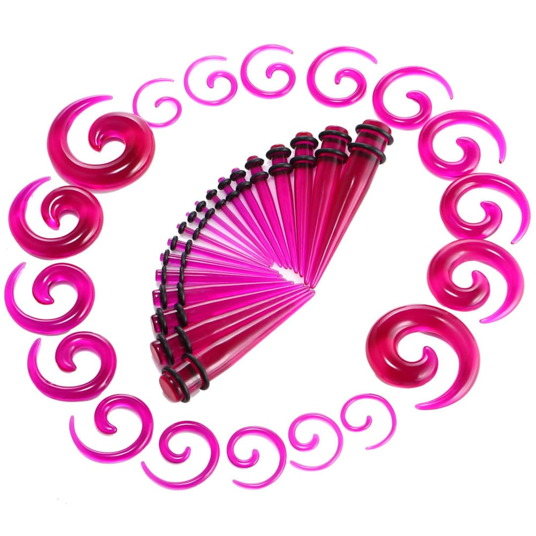 36 Pcs 1.6mm-10mm Acrylic Spiral Ear Tapers Plugs and Tunnels Snail ...