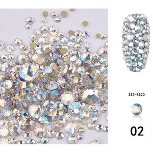 Mixed Size 1440 Pcs SS3-SS20 Flatback Faceted Rhinestones,diy Deco ...