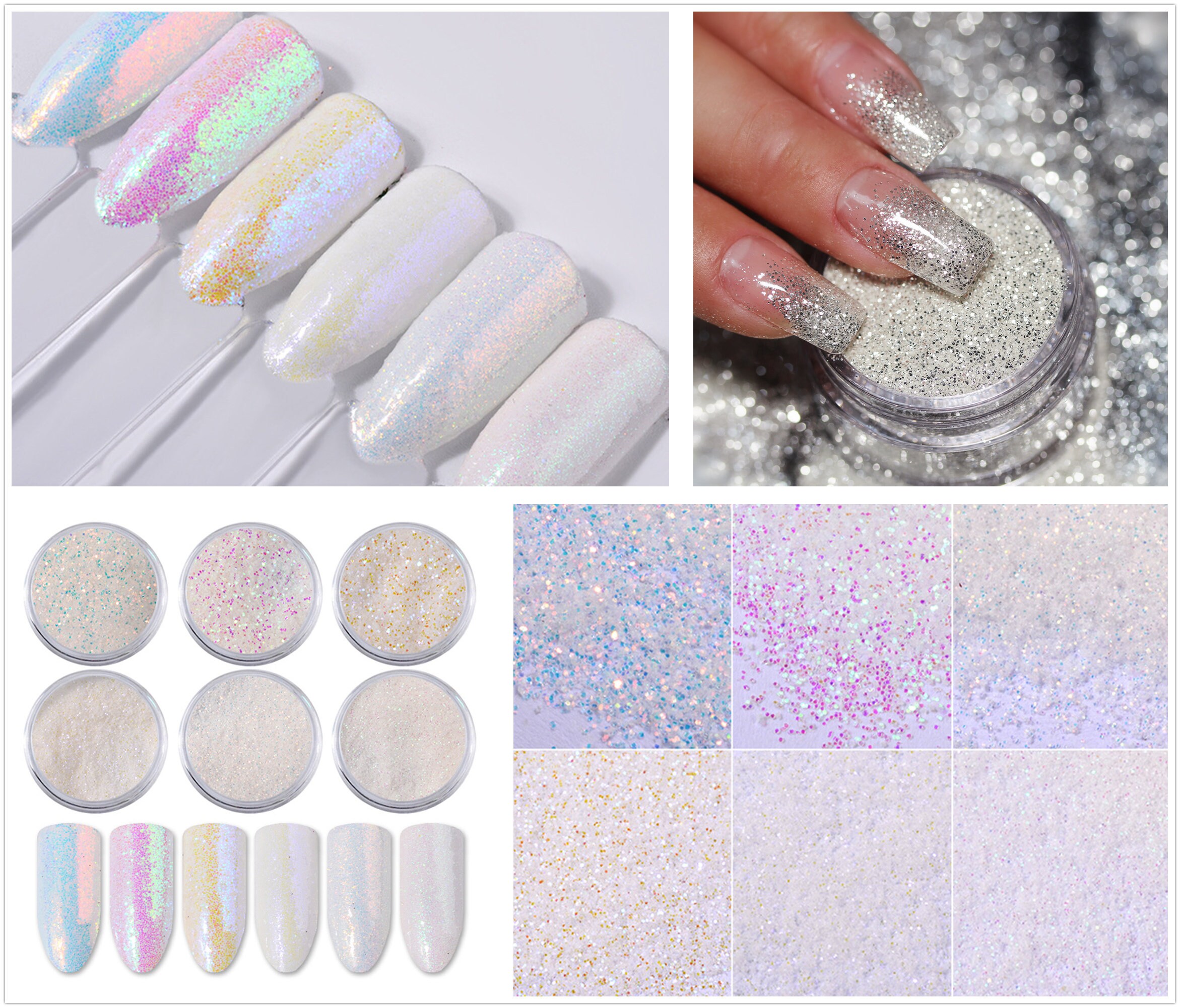 A Set of Shimmer Glitternail Art Powder Dust 6 Colors Powder - Etsy