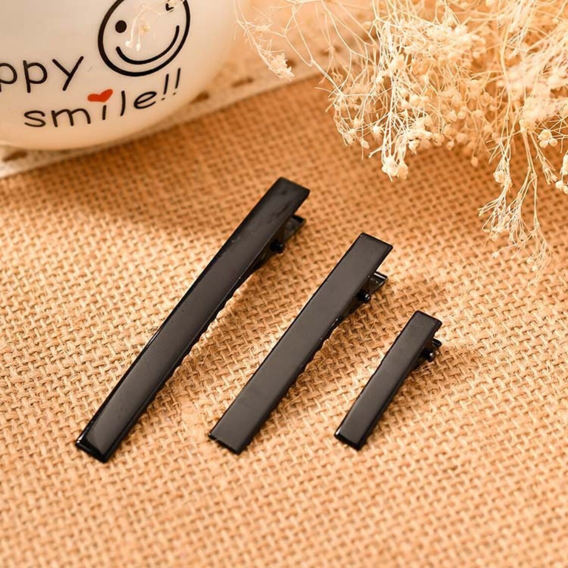 50 Pcs/100 Pcs Black Metal Hair Clipsalligator Clipflat - Etsy
