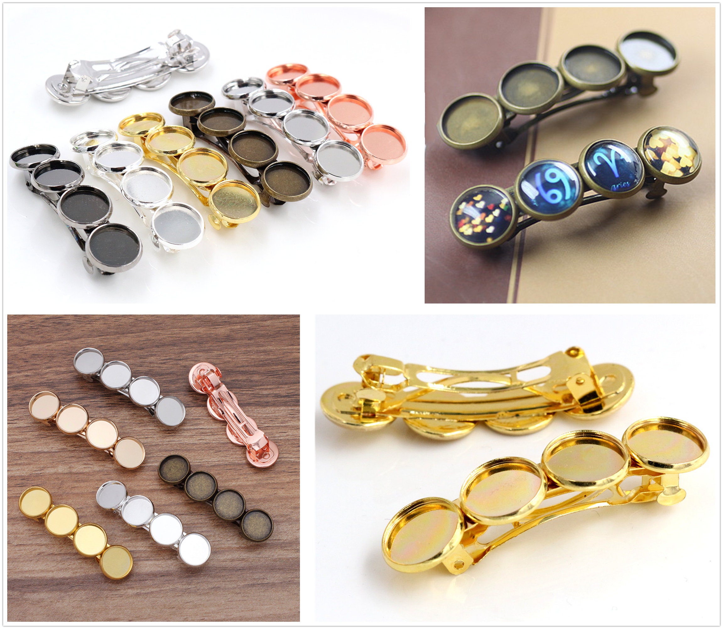 5 Pcs 50mmx14mm French Barrettes Top Metal Hair | Etsy