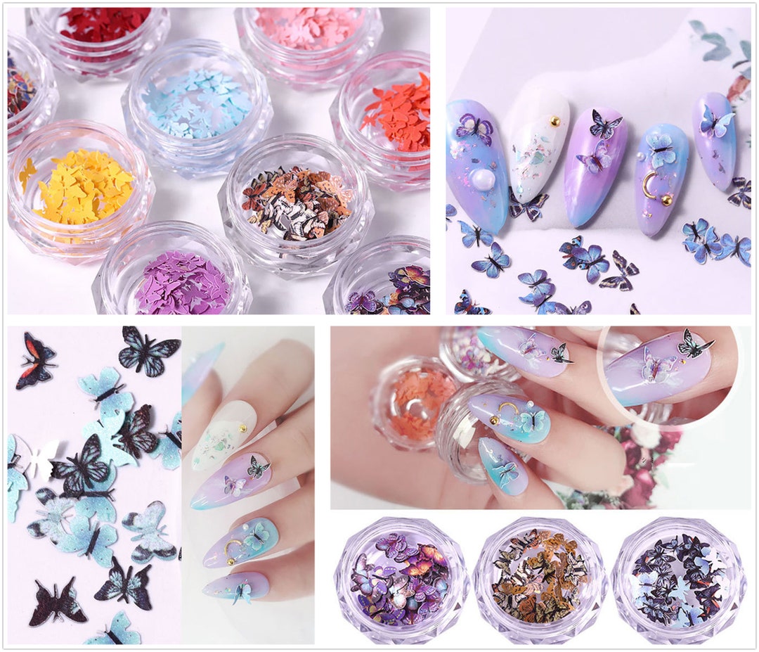 50 Pcs A Box of Resin Nail Decorationresin Butterfly Nail - Etsy