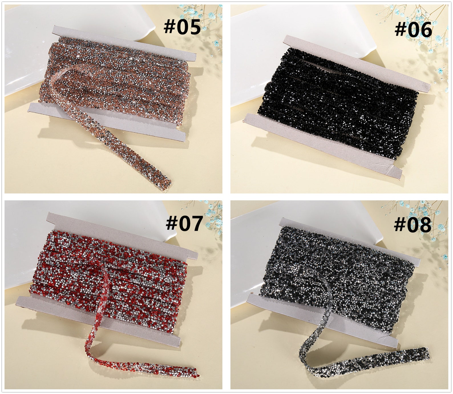 1 Yard 1-3cm Iron-on Rhinestone Ribbon16 Color Diy Deco Bling | Etsy