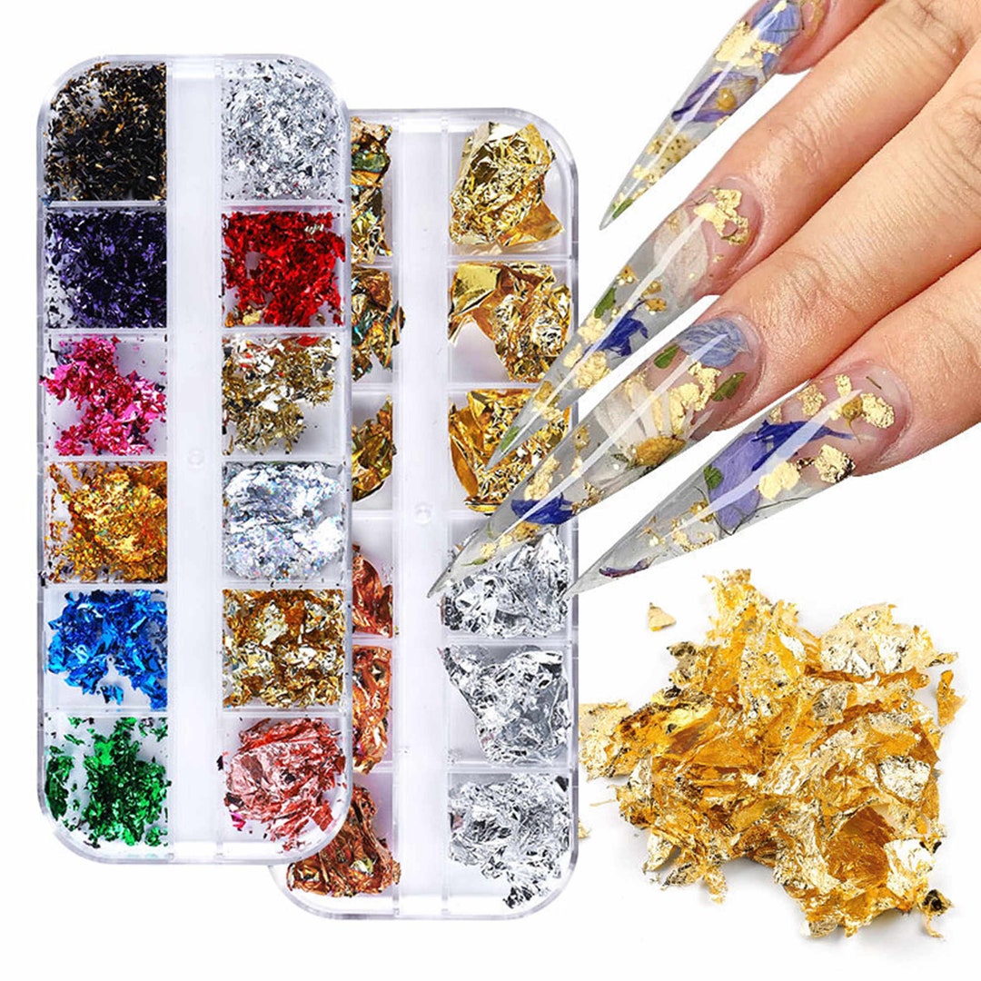 12 Color /set Nail Decoration,colored Tinfoil Paper Nail Supply,nail ...