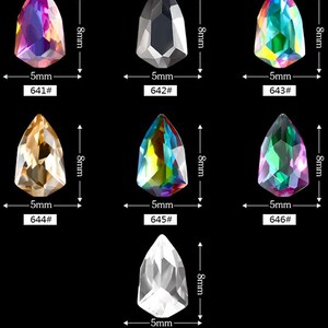 10 Pcs Shield Pointed Back Rhinestones,7 Color Diy Deco Bling ...