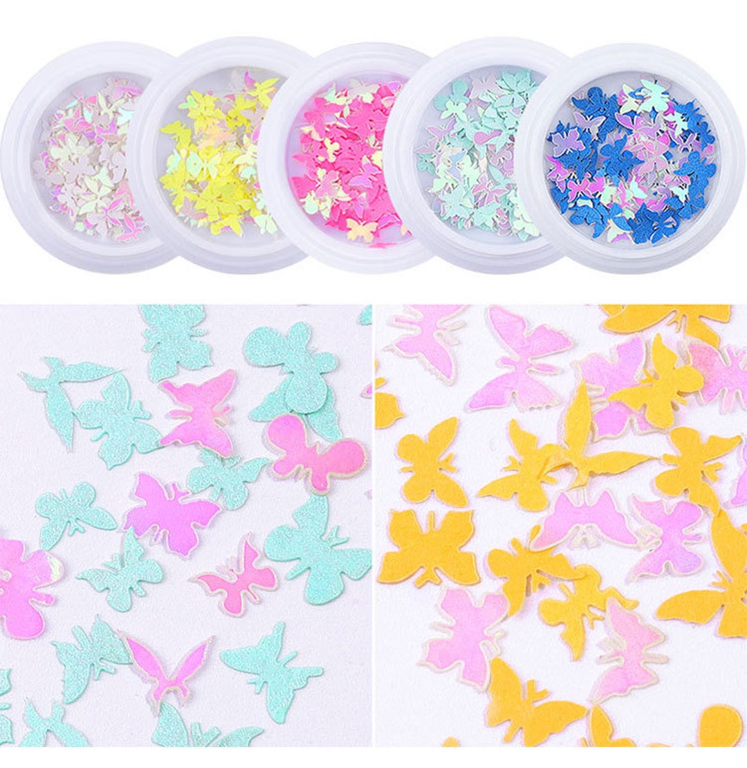 A Box of Butterfly Wood Pulp Nail Decoration,butterfly Nail Supply ...