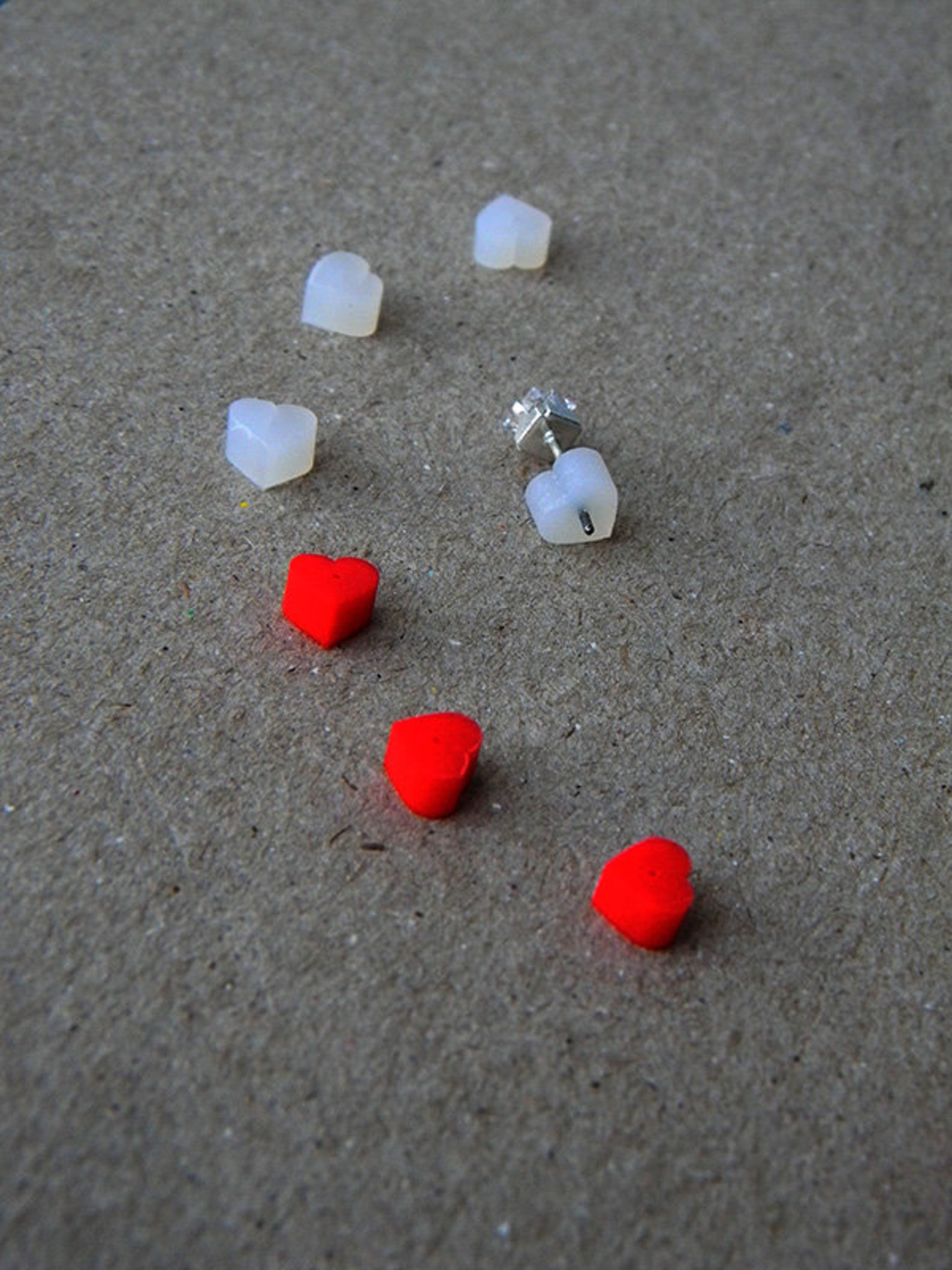 Red/white Heart Rubber Earring Stopper Charmsheart Rubber | Etsy