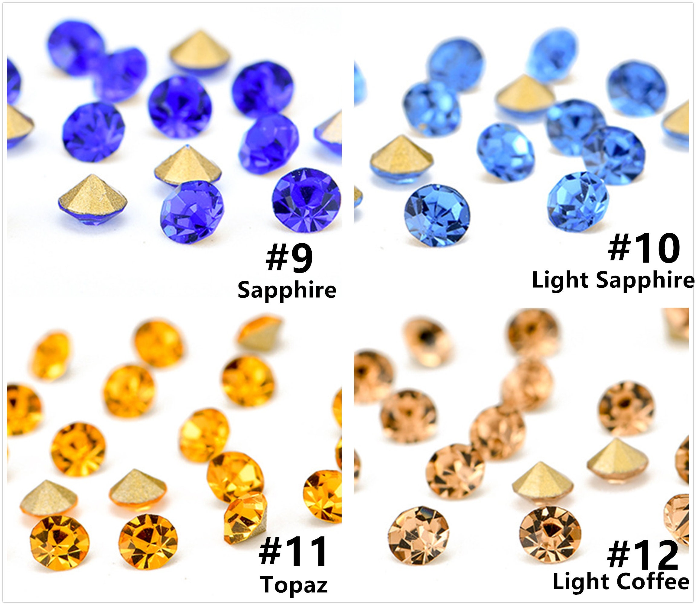1440 Pcs SS3/SS4/SS5/SS6 Pointed Back Rhinestones22 Color Diy | Etsy