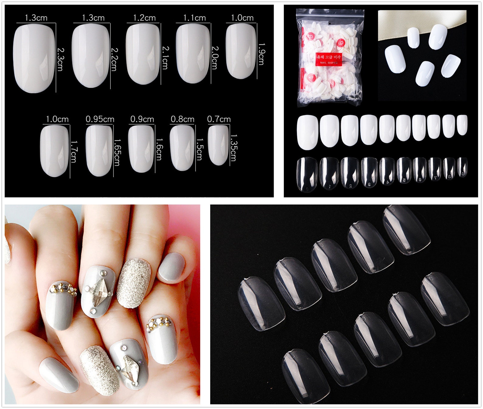 500 Pcs Short Round Fake Nailscurve Clear Nails Tipspress on | Etsy