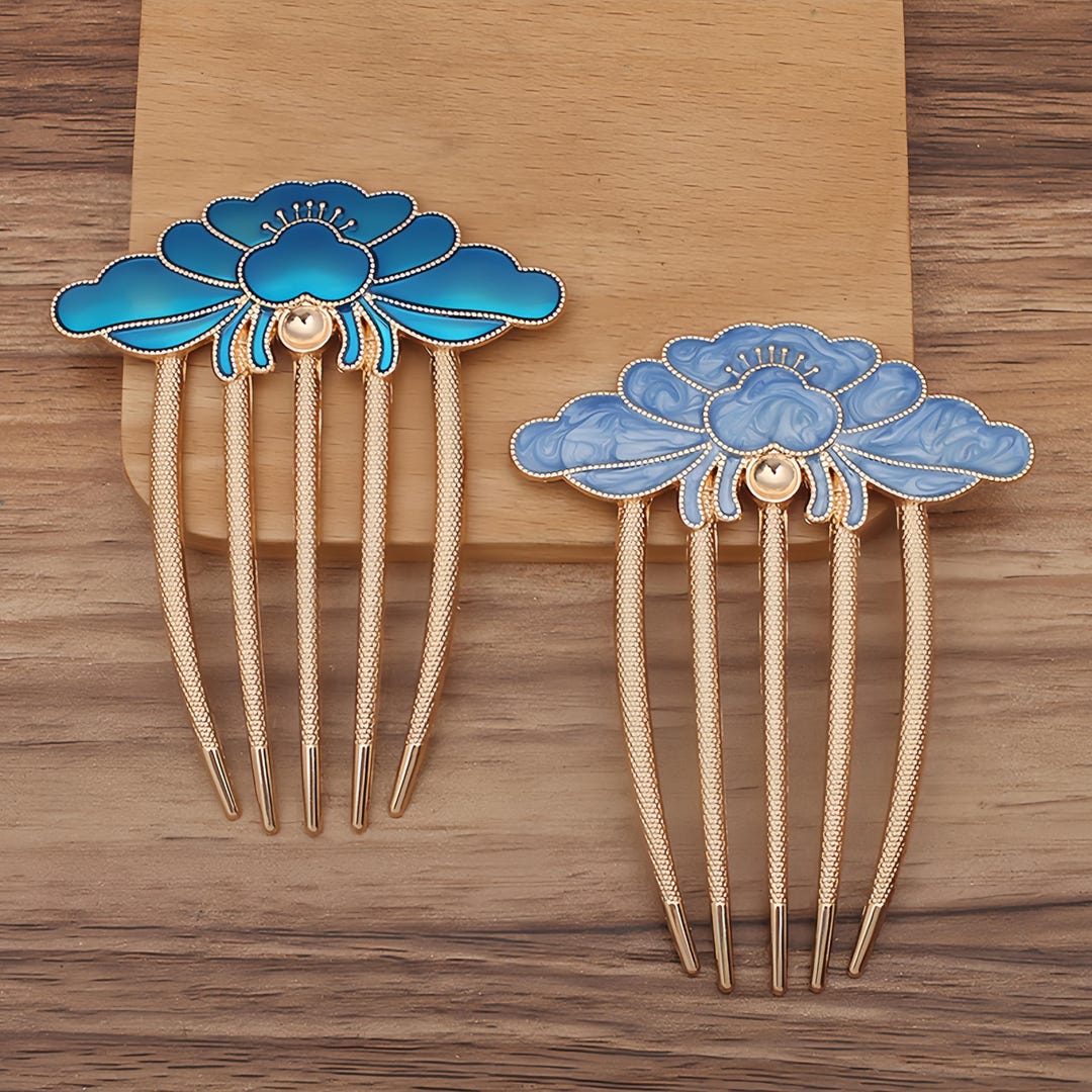 5 Pcs/lot 5-tooth Hair Comb,4 Color Metal Hair Stick,hair Fork,hair ...