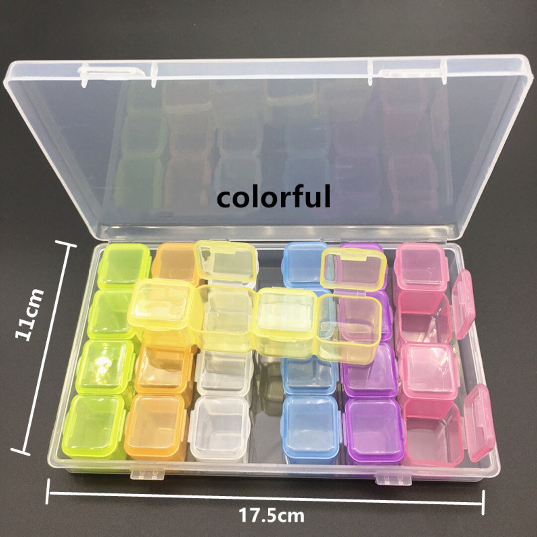 28 Slots Boxes Set Organizer Storage Containers Case for DIY Nail Art ...
