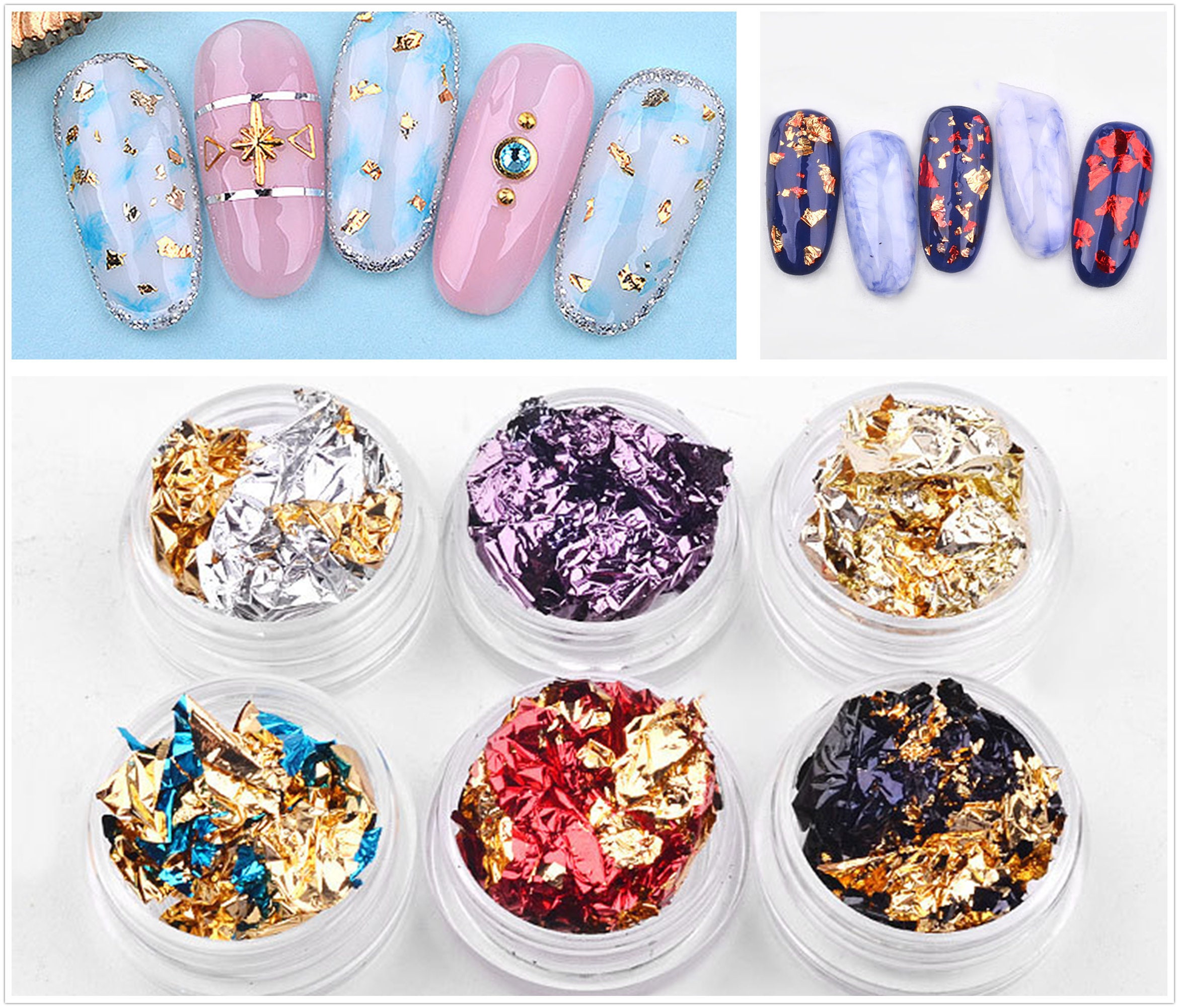 A boxof Nail Decorationcolored tinfoil paper Nail | Etsy