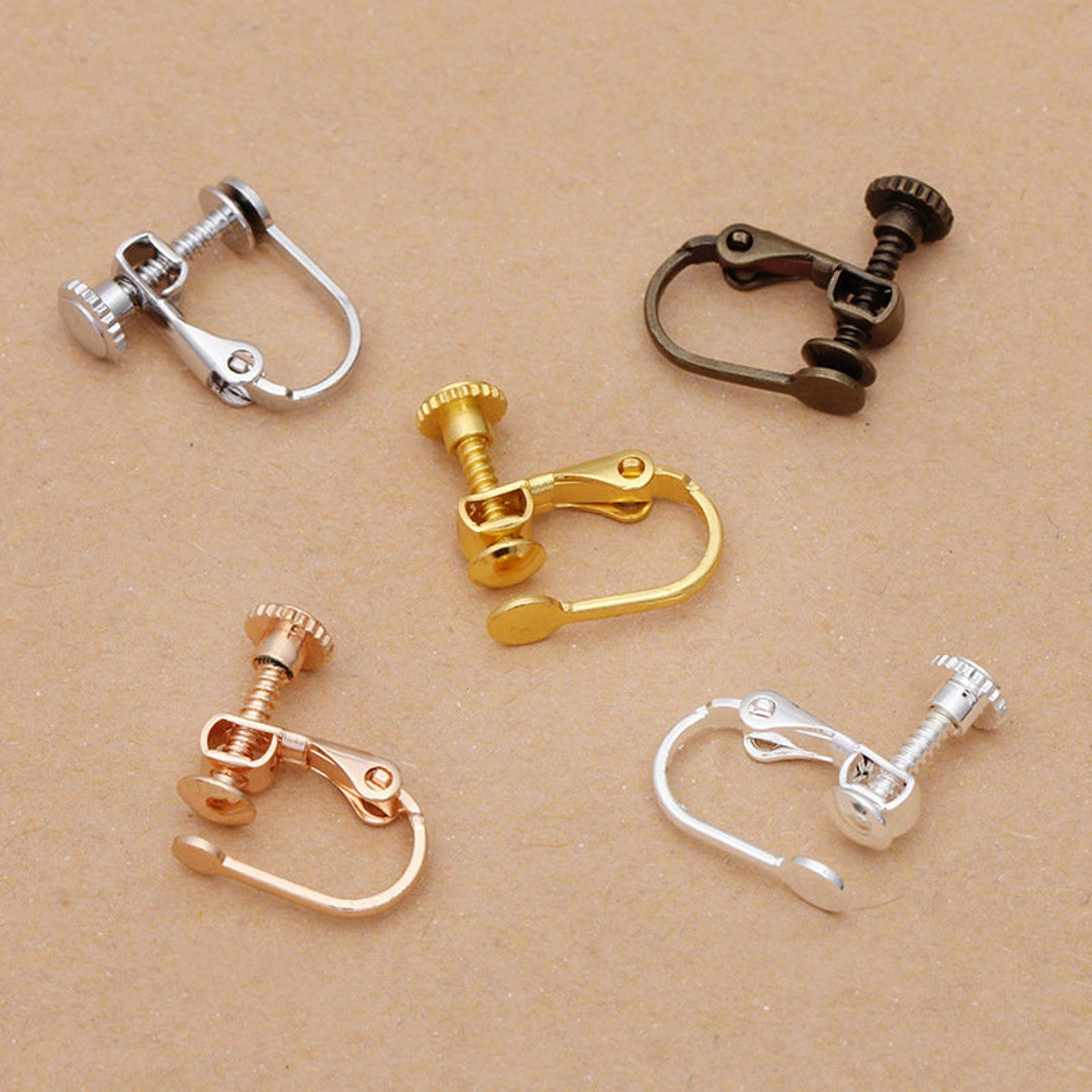 10 Pcs 10mm Brass Blank Earring Clip,ear Clip for Earring Jewelry ...