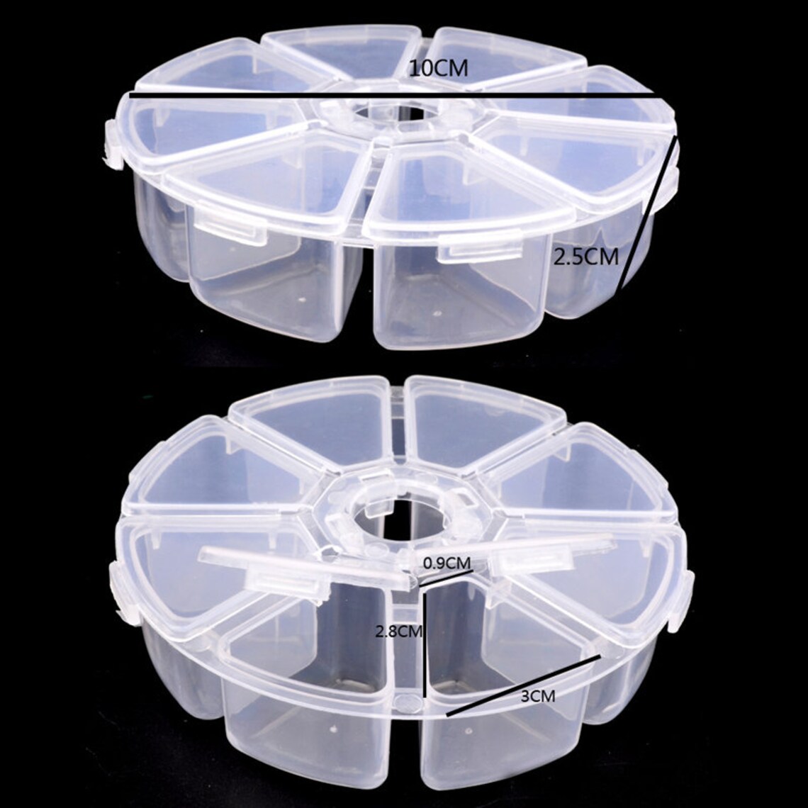 8 Grids Round Storage Boxorganizer Containers Case for DIY - Etsy