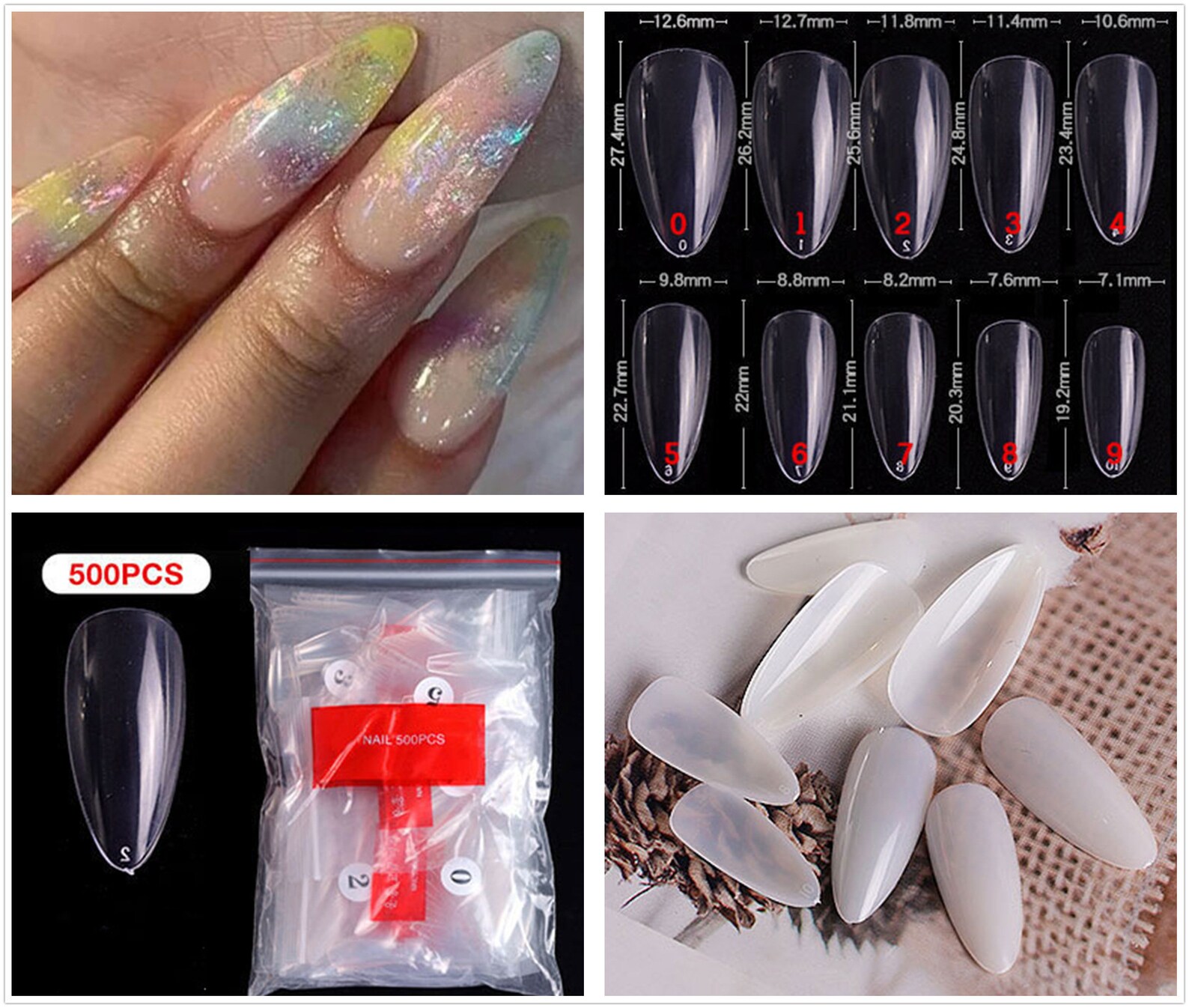 500 Pcs French Fake Nails,curve Clear Nails Tips,press on Nails,false ...