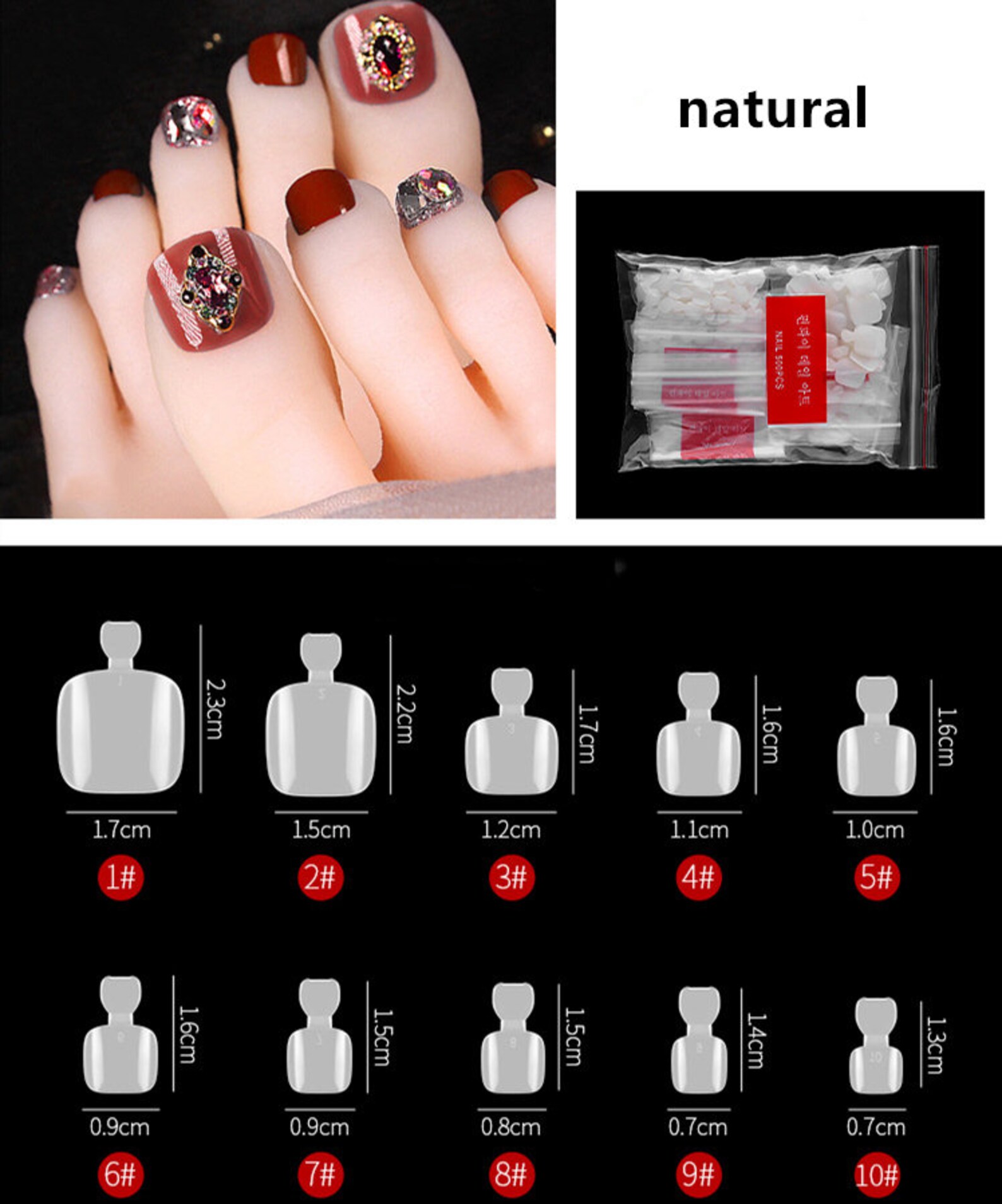 500 Pcs False Fake Artificial Toe Nails Tips French Foot Tips | Etsy