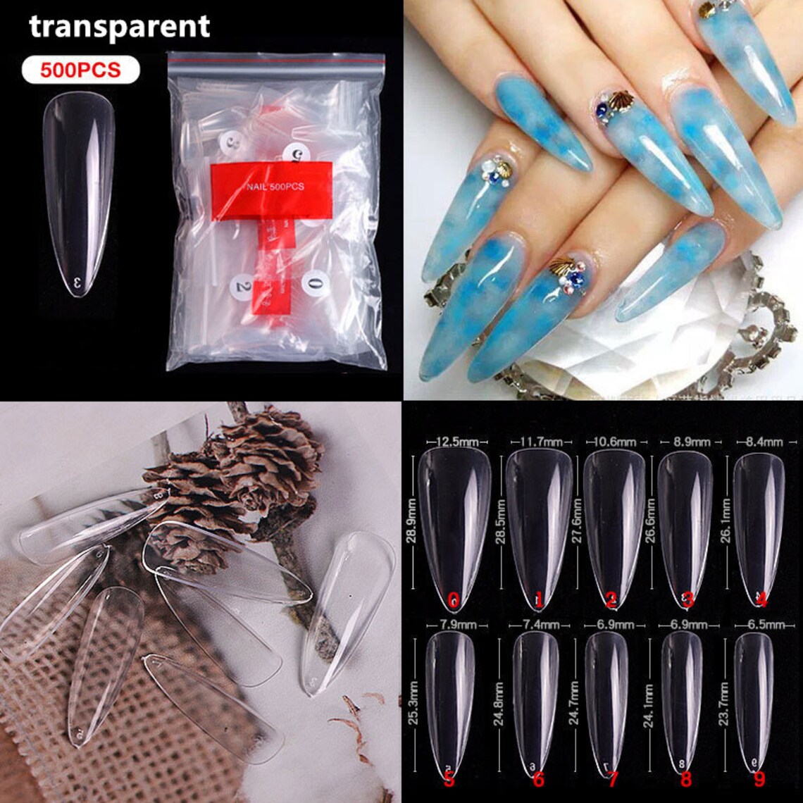 500 Pcs French Fake Nailscurve Clear Nails Tipspress on - Etsy
