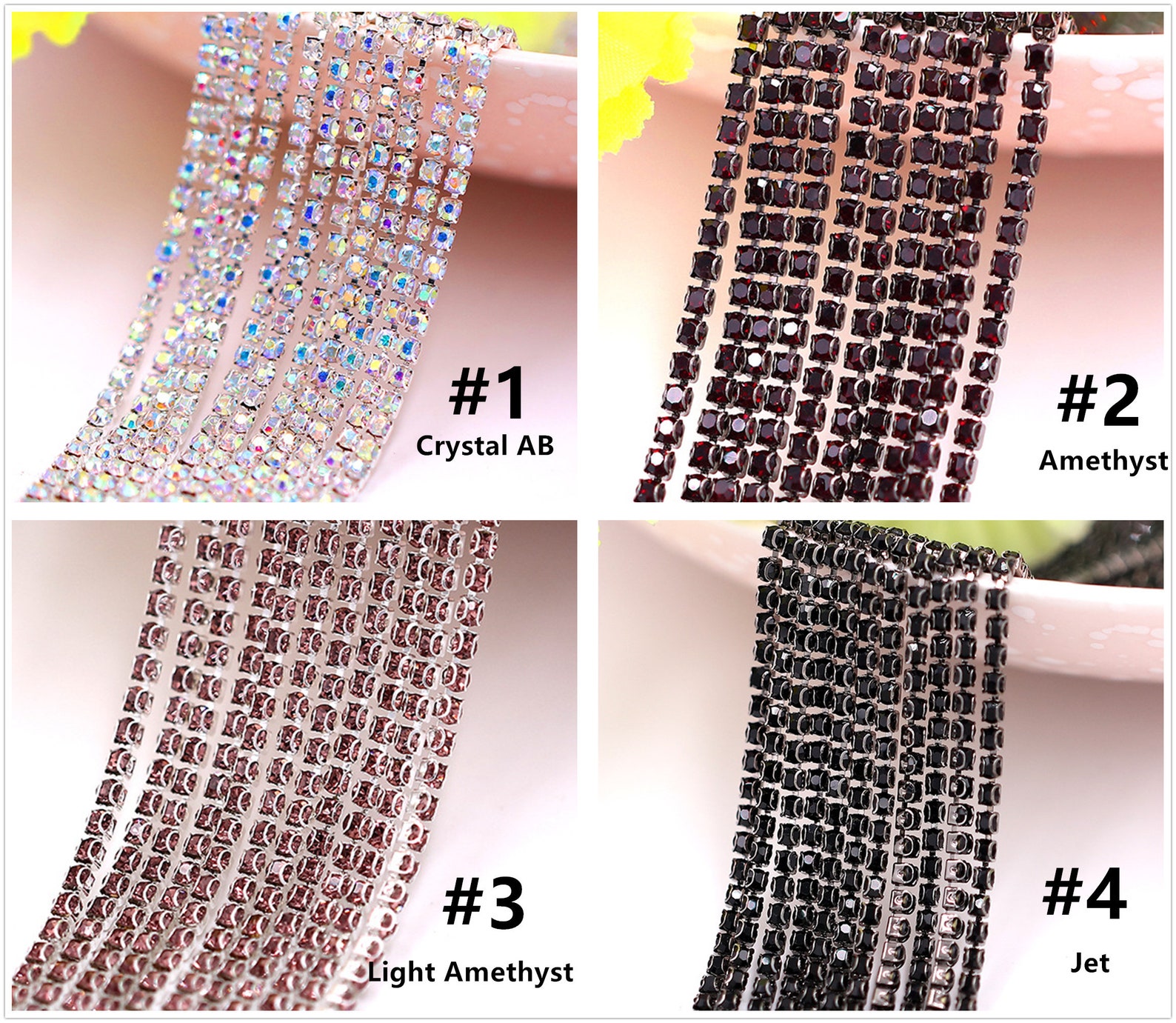 2mm Rhinestone Close Trim Cup Chain D Shape Rhinestone | Etsy