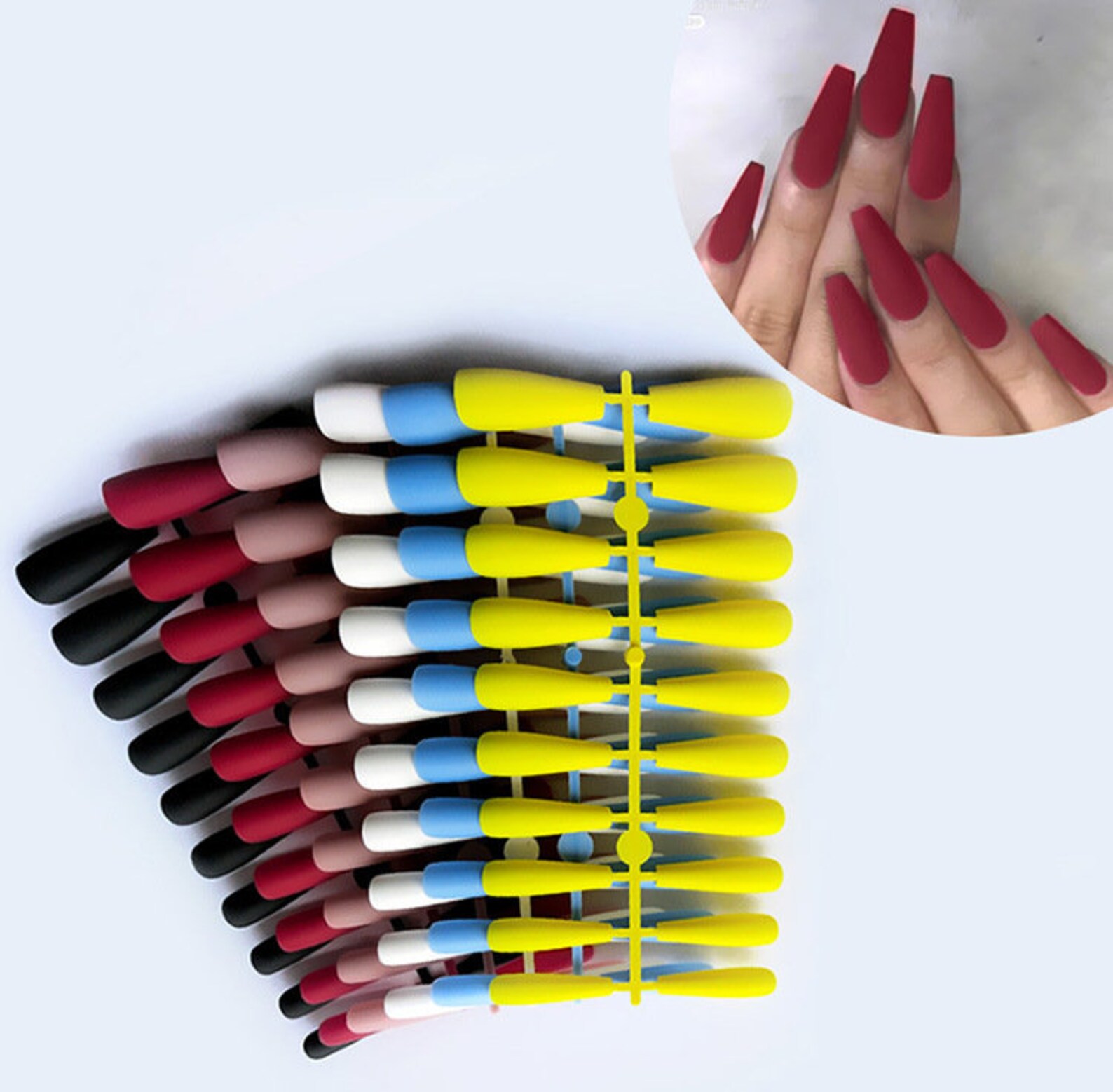 24 PCS Detachable Frech Long Fake Nails Matte Nail Tips20 - Etsy