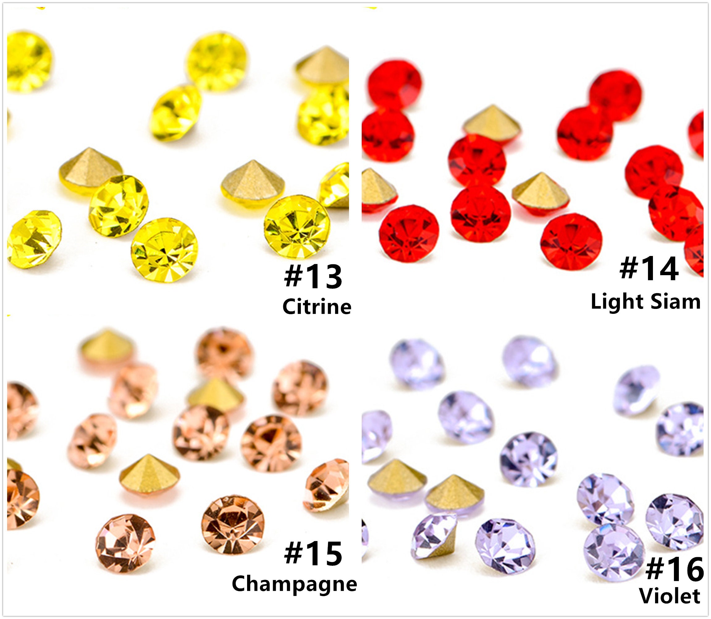 1440 Pcs SS3/SS4/SS5/SS6 Pointed Back Rhinestones22 Color Diy | Etsy