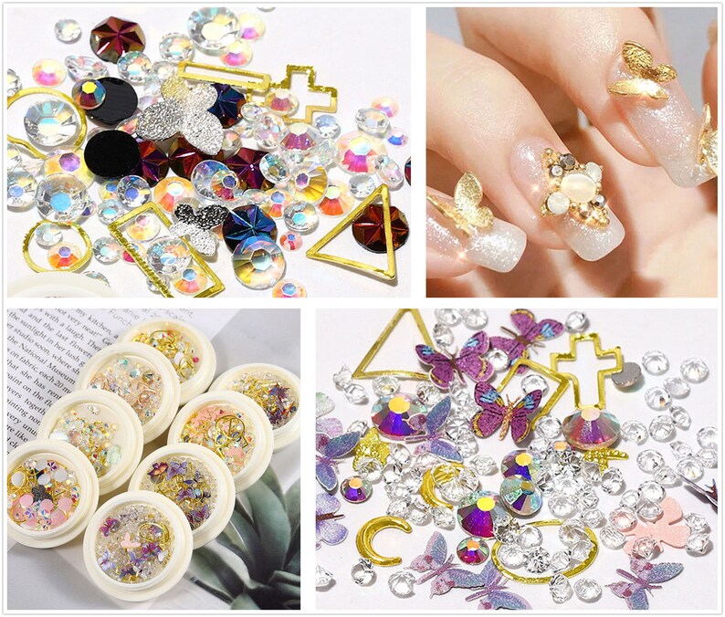 A Box of Mixed Rivet Decorationsdiy Deco Blingmetal for Nail - Etsy