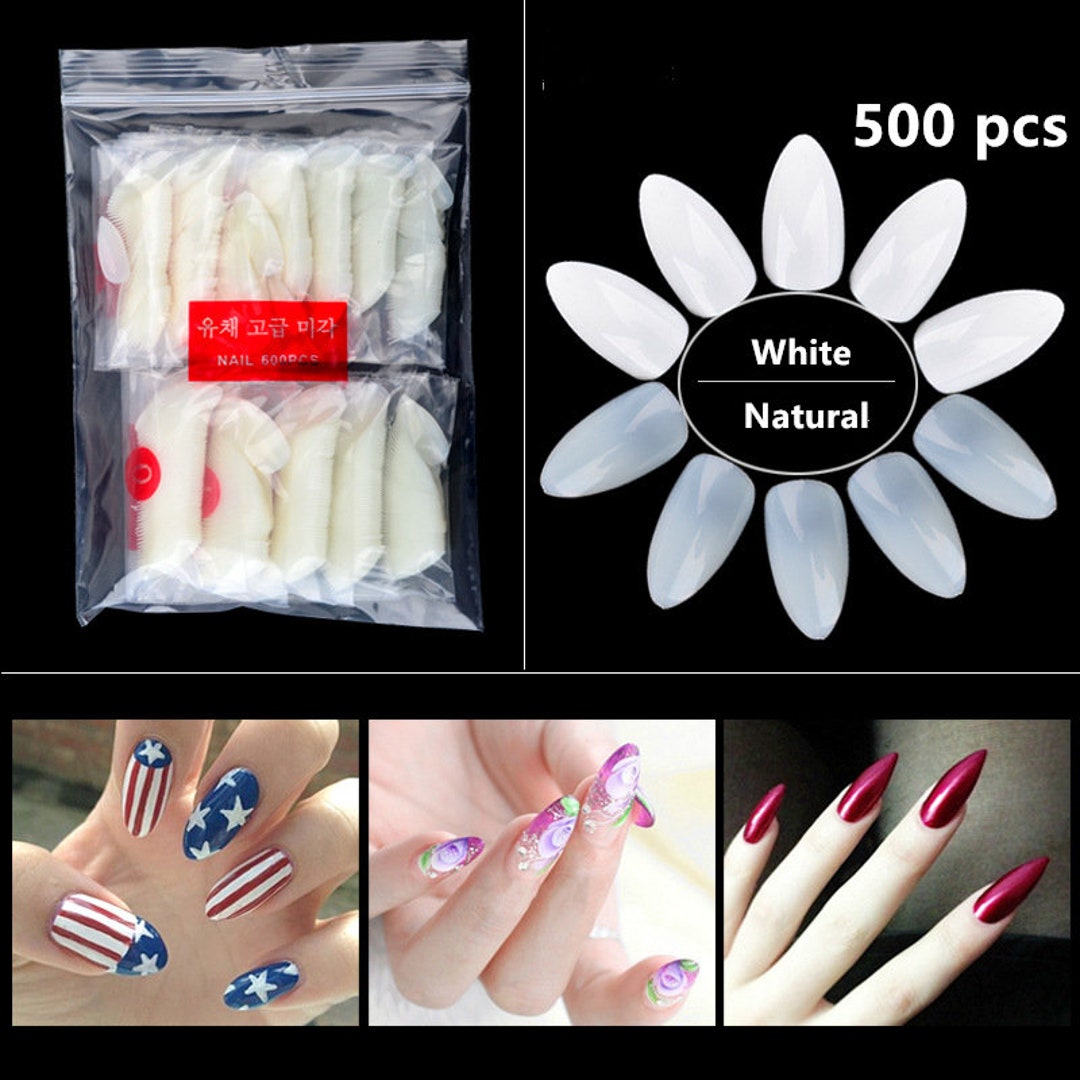 600 Pcs 10 Size Water-drop Fake Nails,curve Clear Nails Tips,press on ...