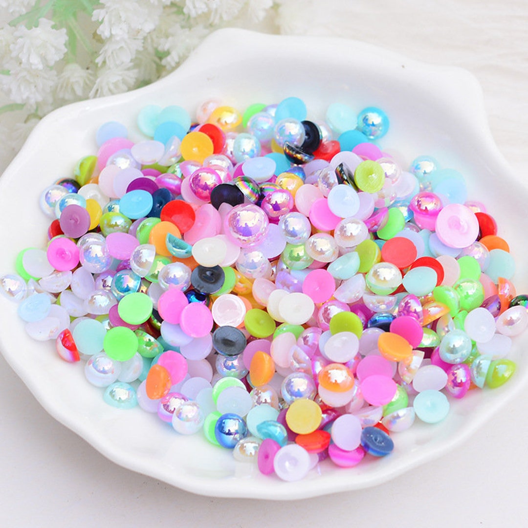 6/8 MM Imitation Pearl Beads Half Round Flat Back,abs Mixed Plastic ...