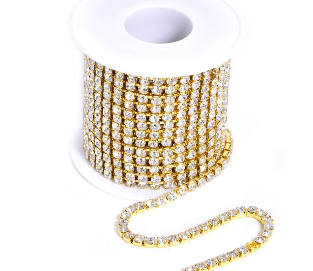 Rhinestone Trim by Yard in Gold Setting Casing 2mm/2.5mm/2.8mm/3mm/4mm ...