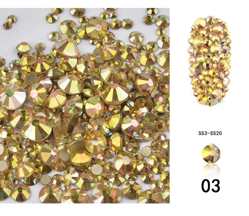 Mixed Size 1440 Pcs SS3-SS20 Flatback Faceted Rhinestonesdiy - Etsy