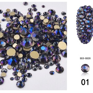 Mixed Size 1440 Pcs SS3-SS20 Flatback Faceted Rhinestones,diy Deco ...