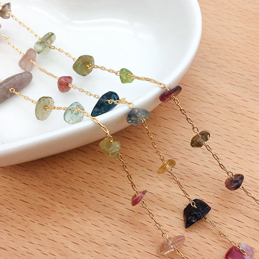 Natural Crystal Stone Chain,brass Chain With Stones,for Jewelry Making ...