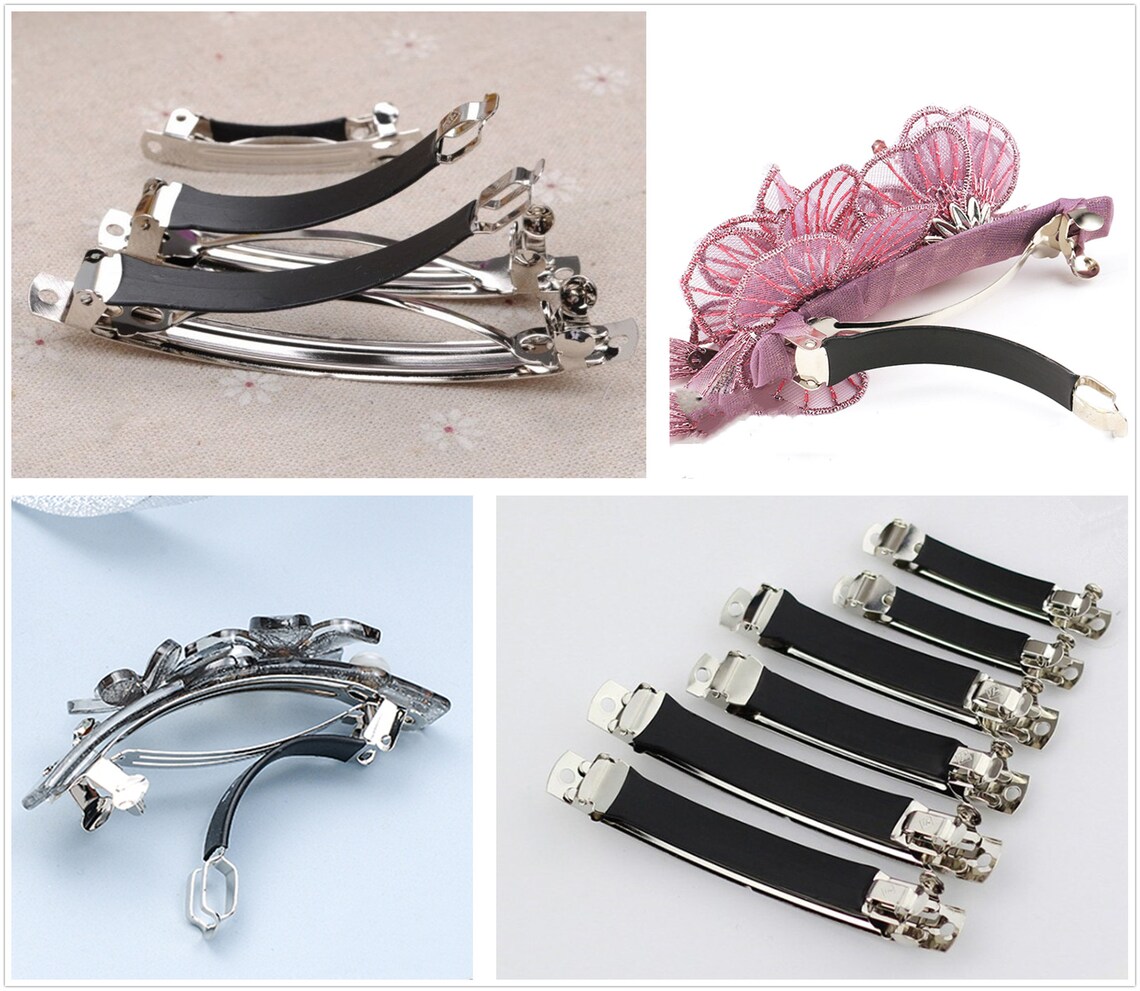 6-10cm Silver Metal Hair Clips With Rubber Rubber Hair - Etsy